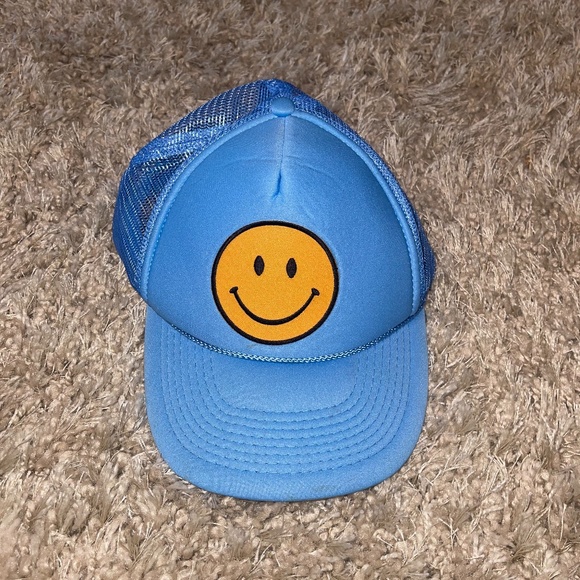 Accessories | Blue Smiley Face Hat | Poshmark